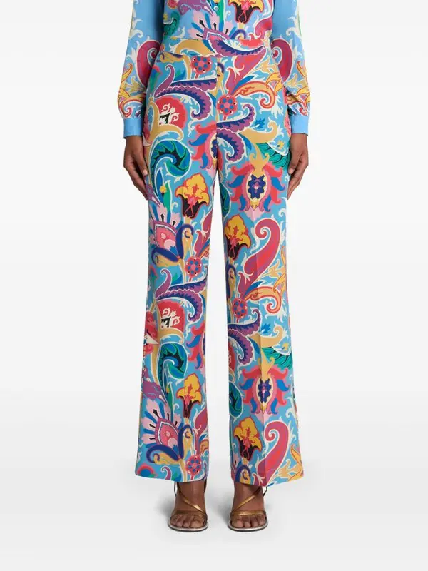 Etro Floral-print Silk Palazzo Pants