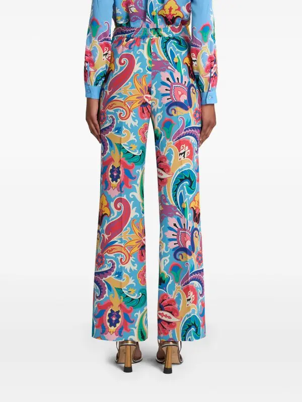 Etro Floral-print Silk Palazzo Pants