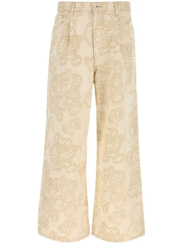 Kenzo Embroidered Wide-leg Jeans