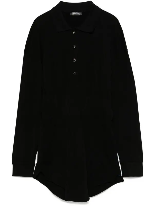 MUGLER Corseted Polo Mini Dress - Black