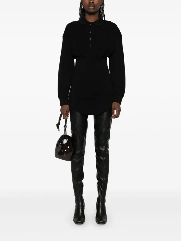 MUGLER Corseted Polo Mini Dress - Black