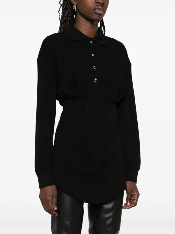 MUGLER Corseted Polo Mini Dress - Black