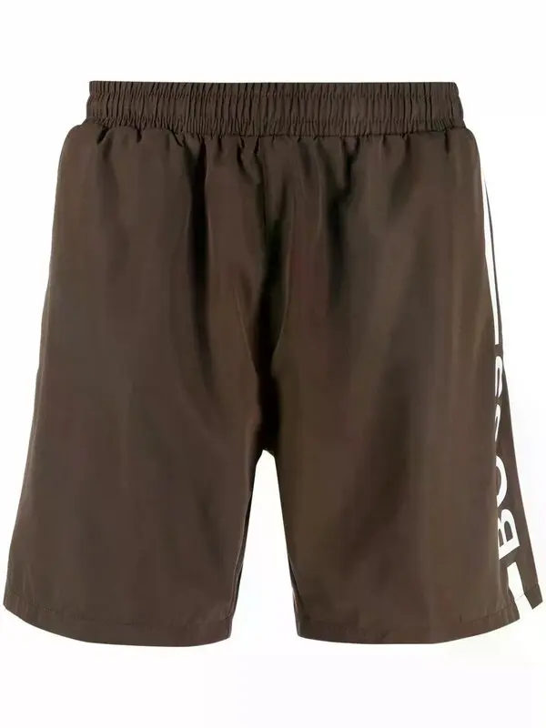 BOSS Logo-print Swim Shorts - Brown