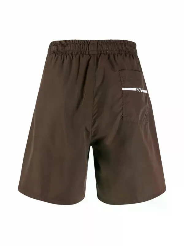 BOSS Logo-print Swim Shorts - Brown