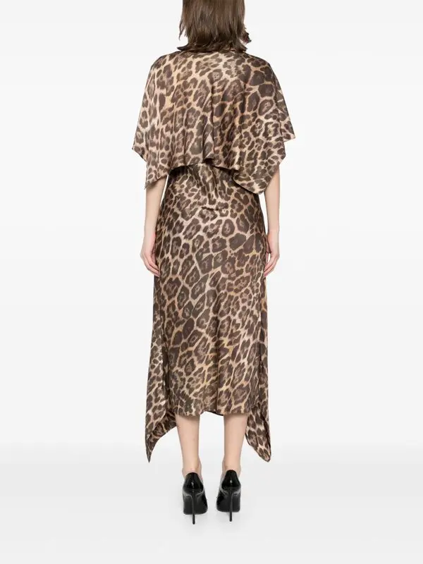 Stella McCartney Leopard Print Midi Dress - Brown