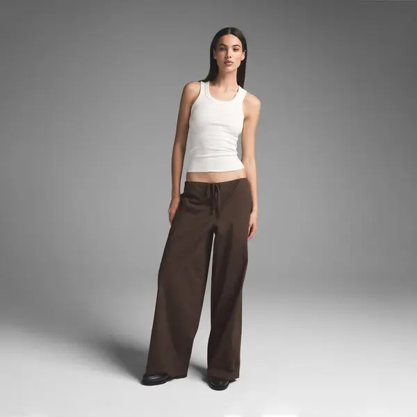 SKIMS Cotton Poplin Straight Leg Pant - Washed Dark Sepia