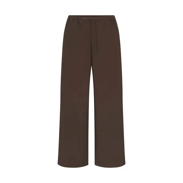 SKIMS Cotton Poplin Straight Leg Pant - Washed Dark Sepia