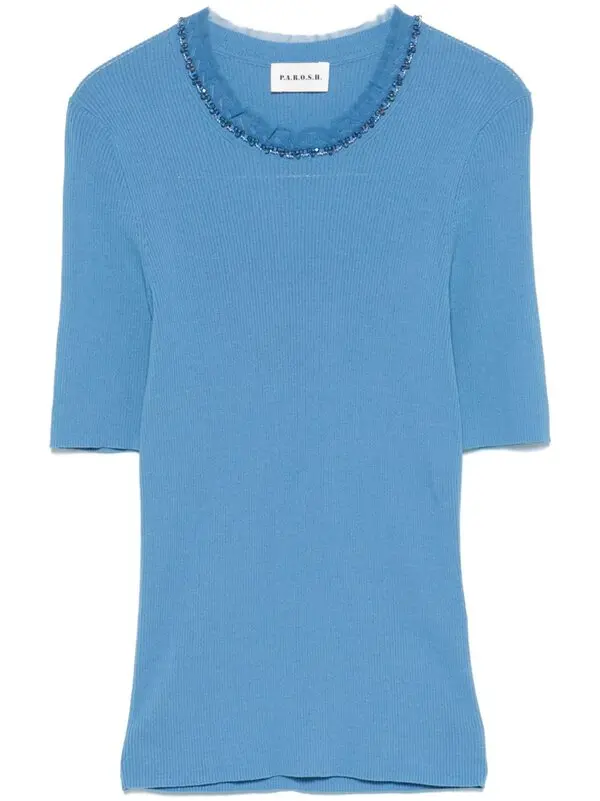 P.a.r.o.s.h Bead-embellished T-shirt - Blue