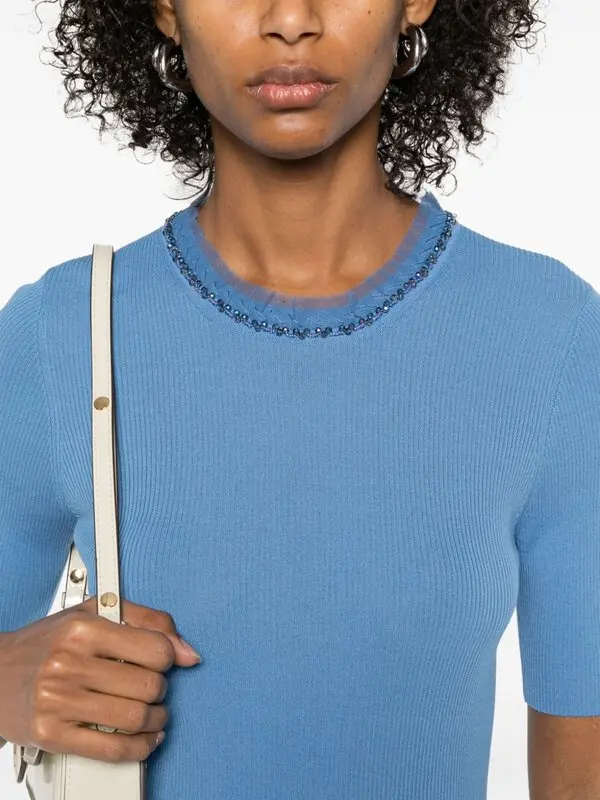 P.a.r.o.s.h Bead-embellished T-shirt - Blue