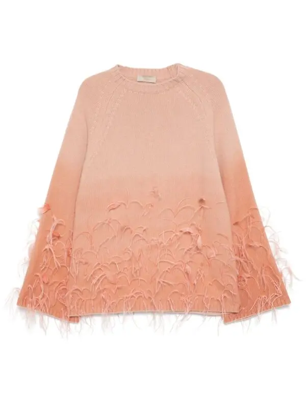Elie Saab Feather Embellished Knit Sweater