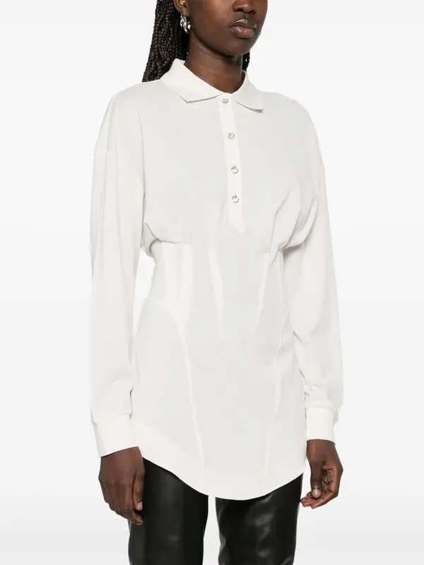 MUGLER Corseted Polo Mini Dress - White