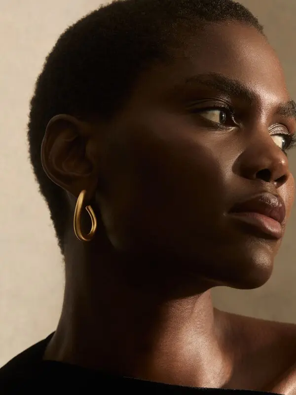 REISS Freya Wave Hoop Earrings - Gold