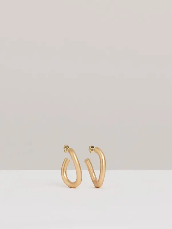 REISS Freya Wave Hoop Earrings - Gold