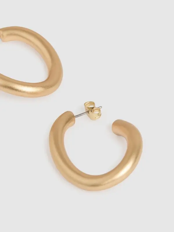 REISS Freya Wave Hoop Earrings - Gold