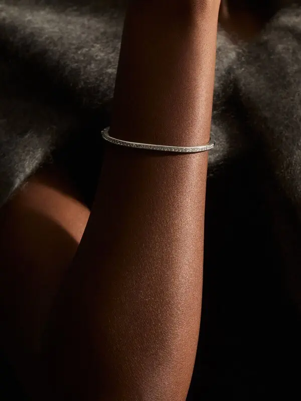 REISS Myles Hinged Crystal Cuff - Silver