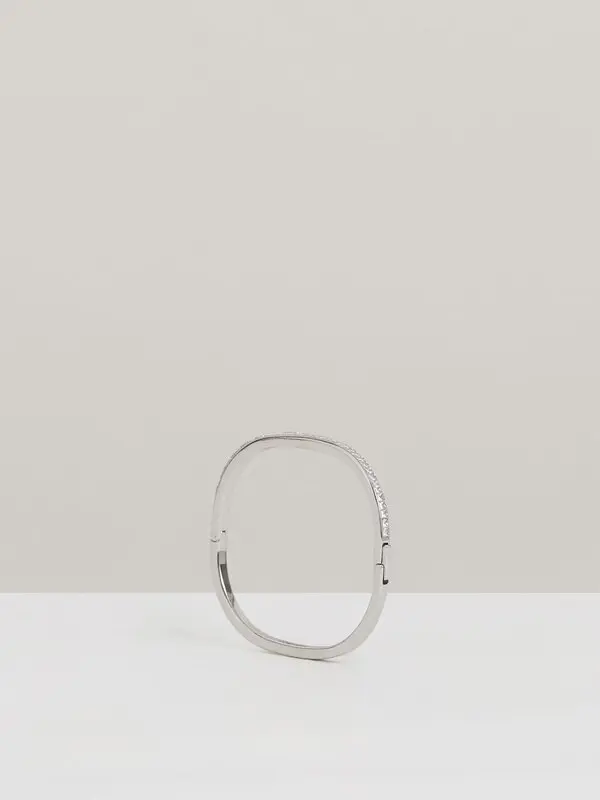 REISS Myles Hinged Crystal Cuff - Silver
