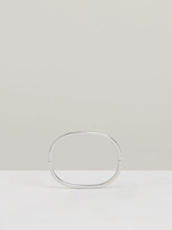REISS Myles Hinged Crystal Cuff - Silver