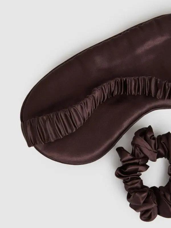 REISS Ellen Silk Eye Mask And Scrunchie Set