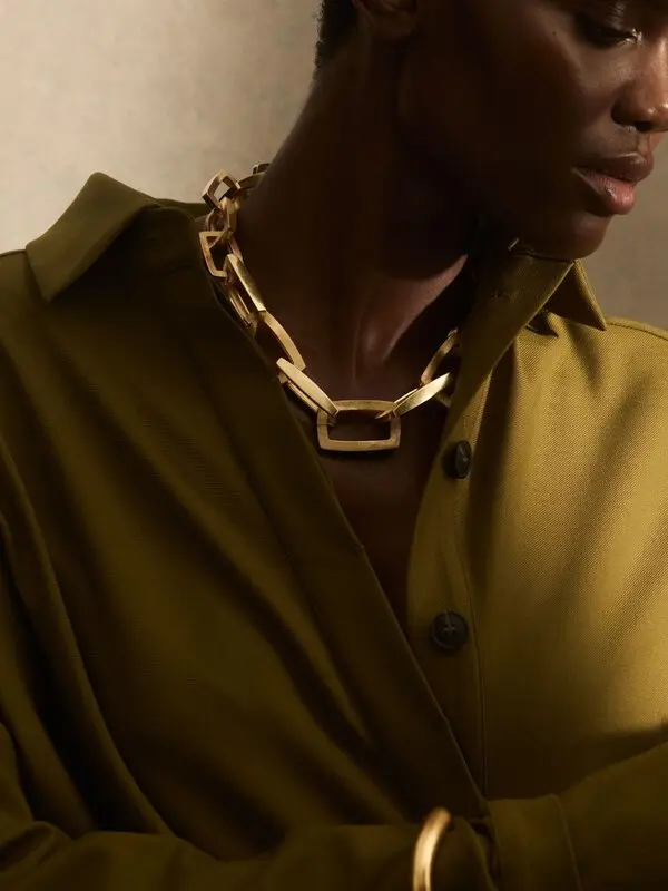 REISS Gloria Geometric Chain Necklace - Gold