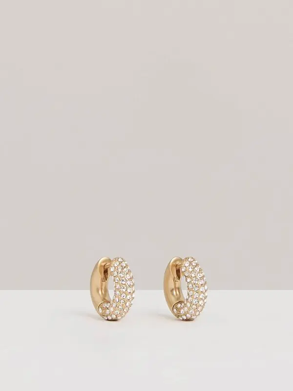 REISS Amelia Pavé Huggie Earrings - Gold