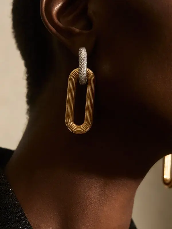REISS Callie Contour Pavé Drop Earrings