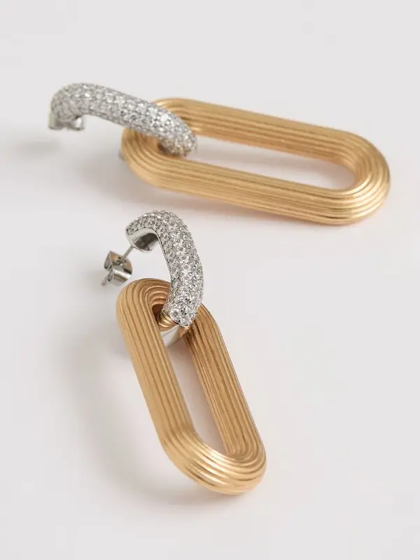 REISS Callie Contour Pavé Drop Earrings