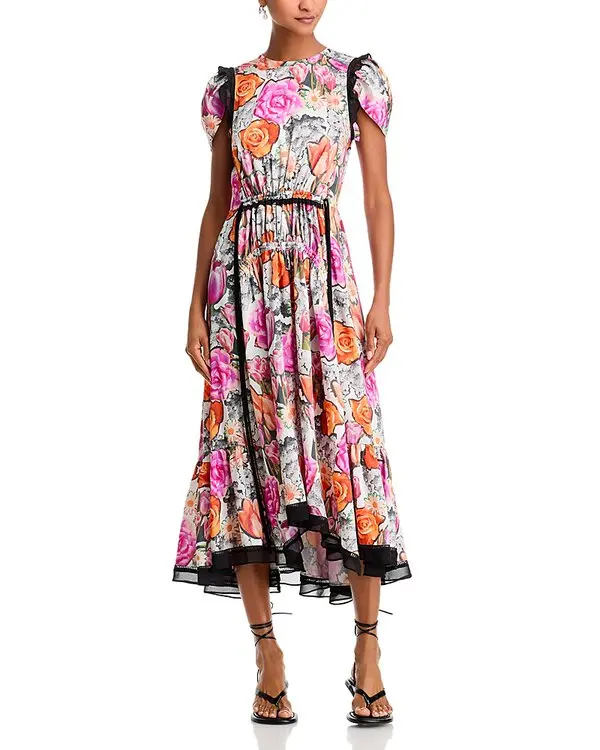 3.1 Phillip Lim Floral Collage Tulip Dress - Rose Multi