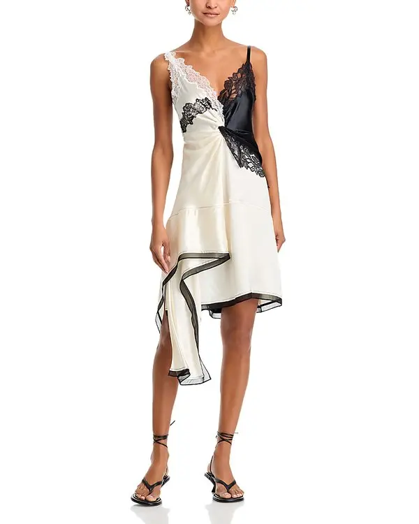 3.1 Phillip Lim Liquid Satin Sleeveless Slip Dress - Ivory/black