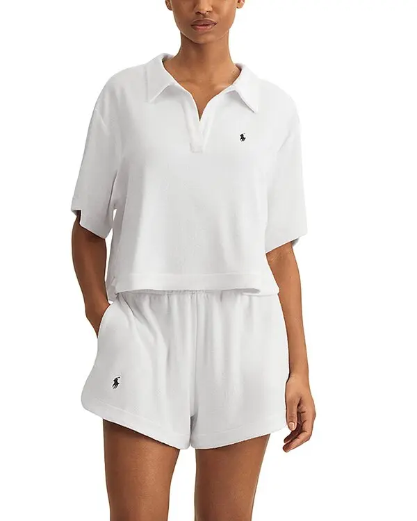 Polo Ralph Lauren Terry Cloth Shirt & Short Cover Up Set - White
