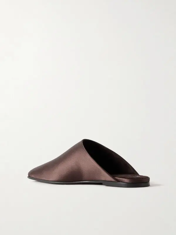 Loro Piana Alba Satin Slippers - Brown