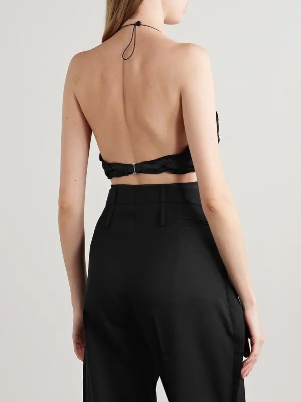 BETTTER Wool-blend And Satin Halterneck Top With Cutouts