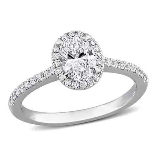 JULIANNA B. 1 Ctw Lab-grown Diamond Oval Halo 14k Gold Ring - White Gold