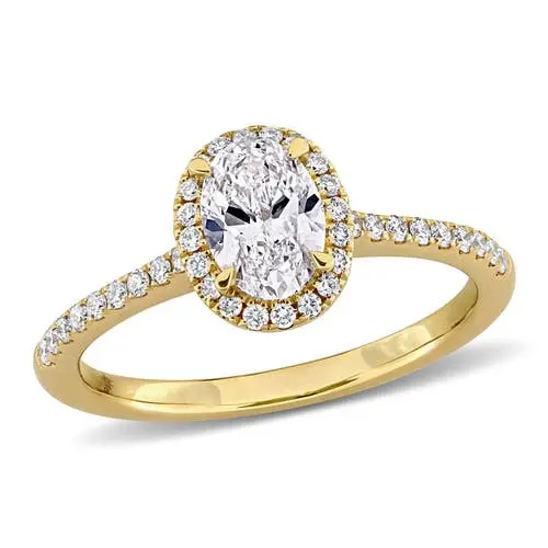 JULIANNA B. 1 Ctw Lab-grown Diamond Oval Halo 14k Gold Ring - Yellow Gold