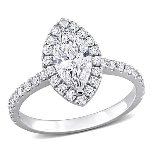 JULIANNA B. 1 Ctw Lab-grown Diamond Marquise Halo Ring 14k - White Gold