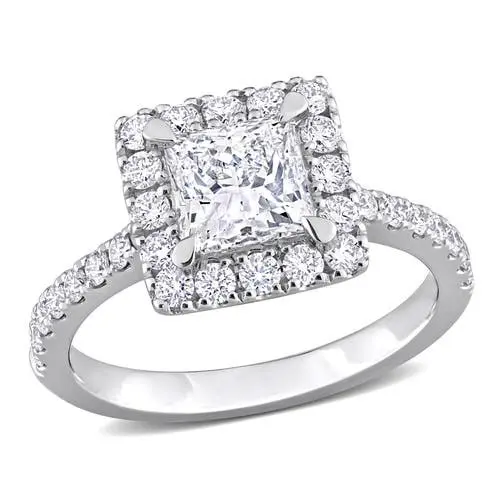 JULIANNA B. 2 Ctw Lab-grown Diamond Princess Halo Ring In 14k - White Gold
