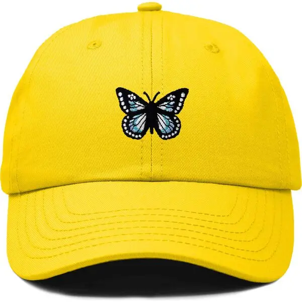 DALIX Butterfly Embroidered Cotton Baseball Cap - Gold