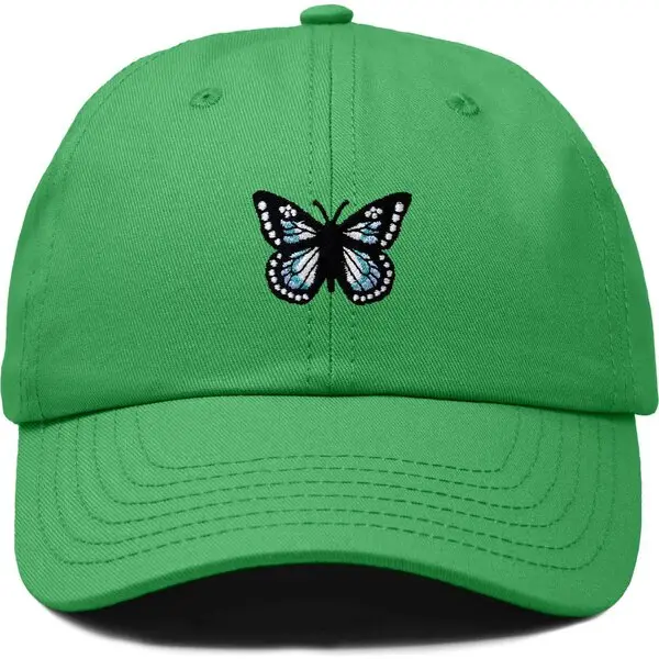 DALIX Butterfly Embroidered Baseball Cap - Kelly Green