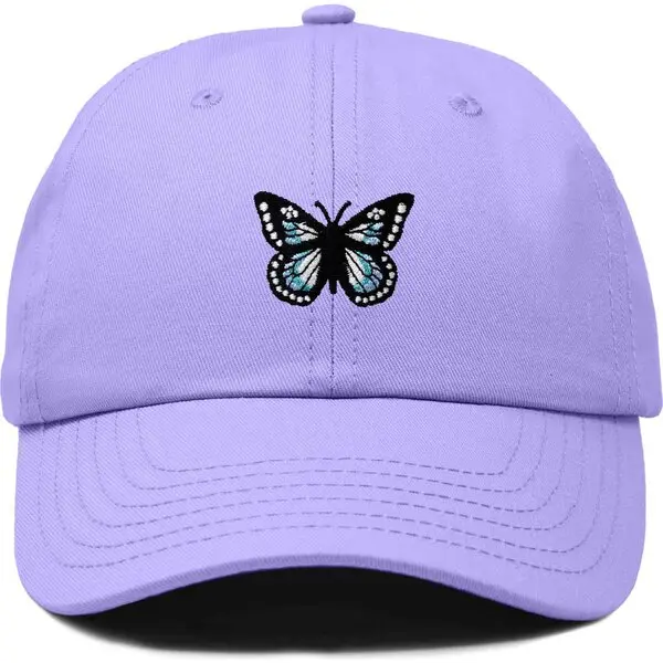 DALIX Butterfly Embroidered Cotton Baseball Cap - Lavender