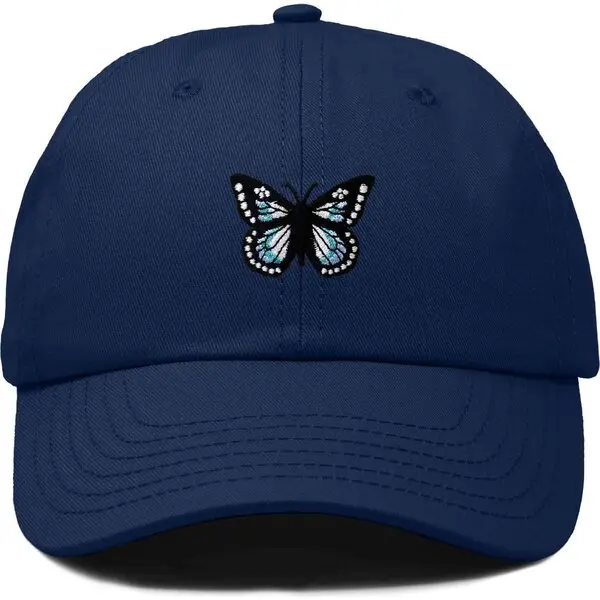 DALIX Butterfly Embroidered Baseball Cap - Navy Blue