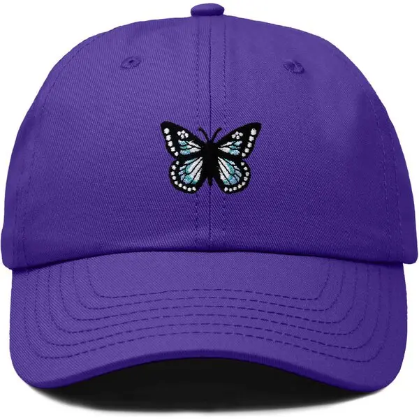 DALIX Butterfly Embroidered Baseball Cap - Purple