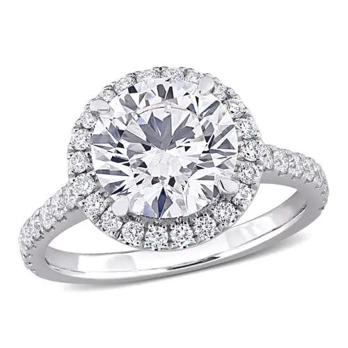 JULIANNA B. 3-5/8 Ctw Lab-grown Diamond Halo Ring In 14k - White Gold
