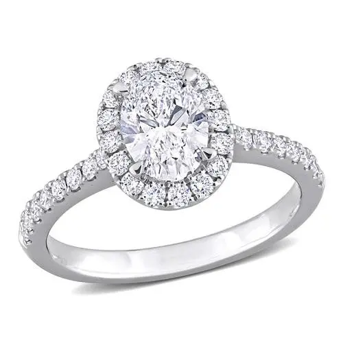 JULIANNA B. 1-1/2 Ctw Lab-grown Diamond Oval Halo Ring In 14k - White Gold