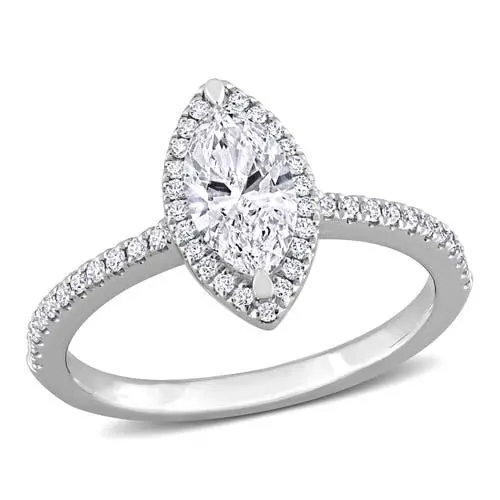 JULIANNA B. 1-1/2 Ctw Lab-grown Diamond Marquise Halo Ring In 14k - White Gold
