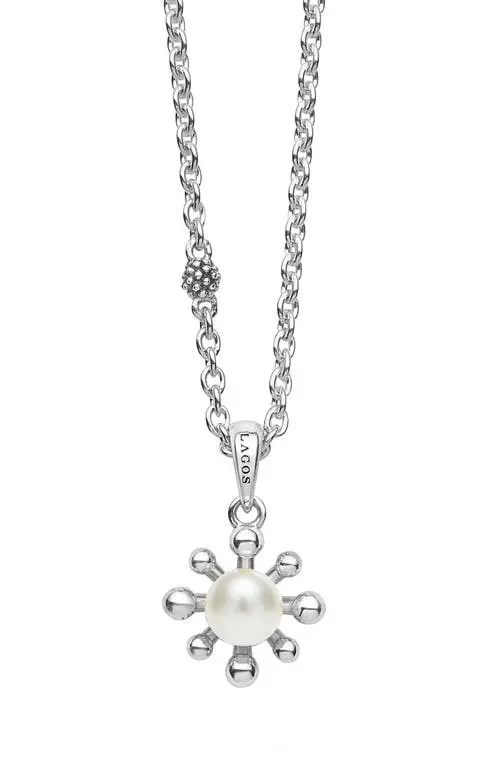 Lagos Luna Fleur Pearl Pendant Necklace - Silver