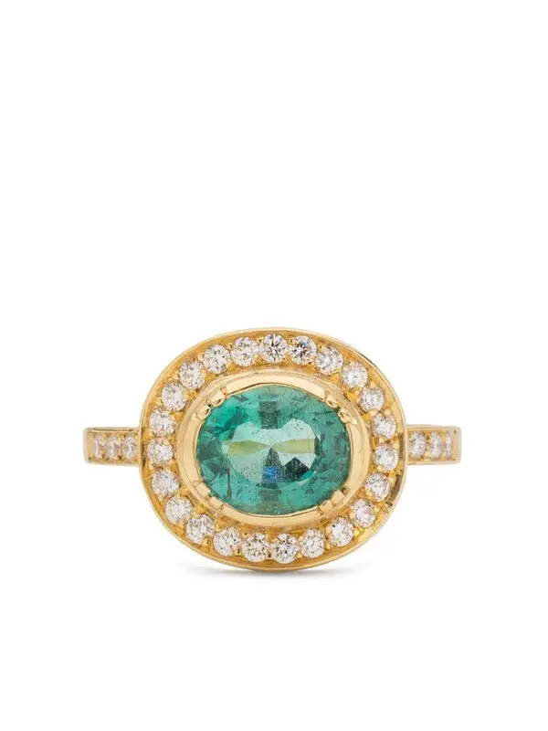 BROOKE GREGSON 18kt Yellow Galaxy Emerald And Diamond Ring - Gold