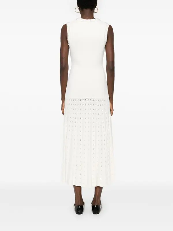 pearl bead knit maxi dress Beaded pointelle knit maxi dress White For Women
