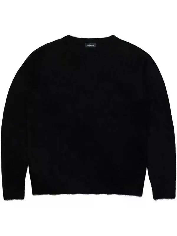 MAINLESS Crew-neck Long-sleeve Sweater - Black