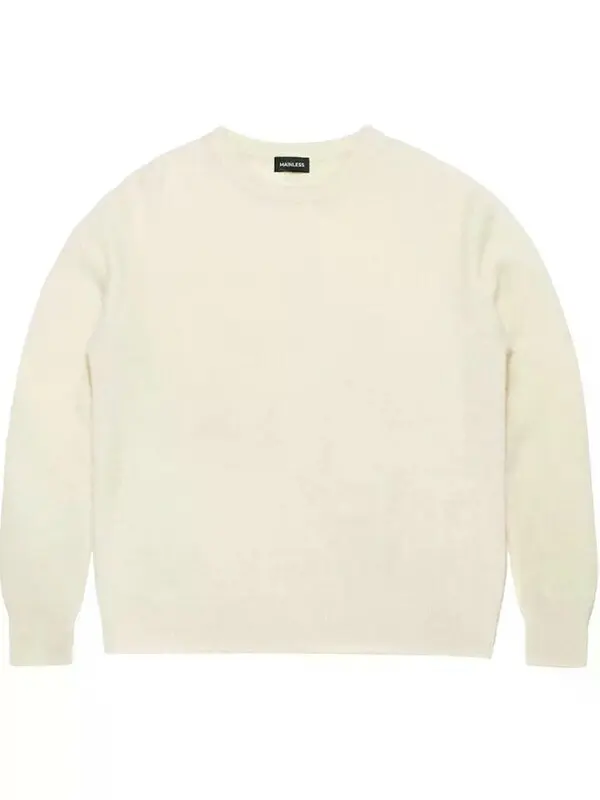 MAINLESS Crew-neck Long-sleeve Sweater - White