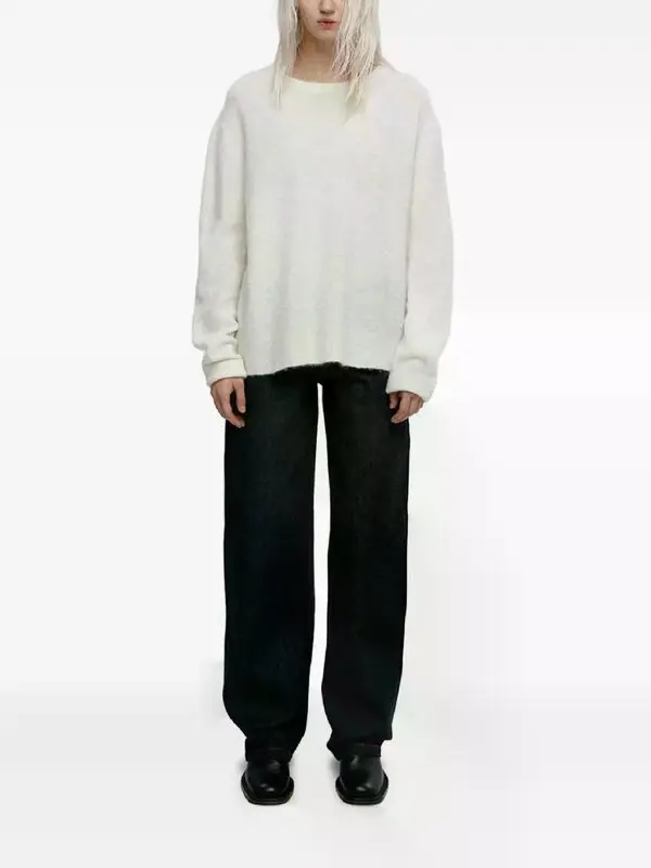 MAINLESS Crew-neck Long-sleeve Sweater - White