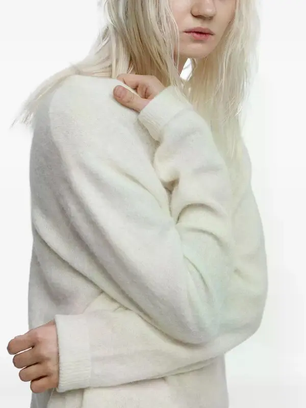 MAINLESS Crew-neck Long-sleeve Sweater - White